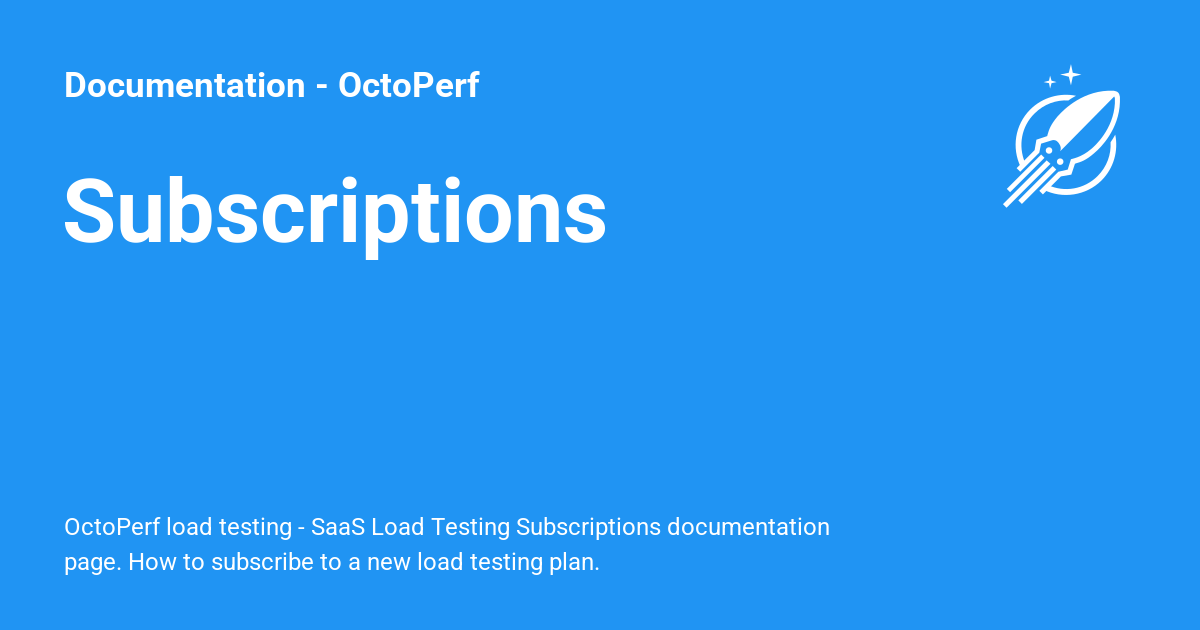 Subscriptions - Documentation - OctoPerf