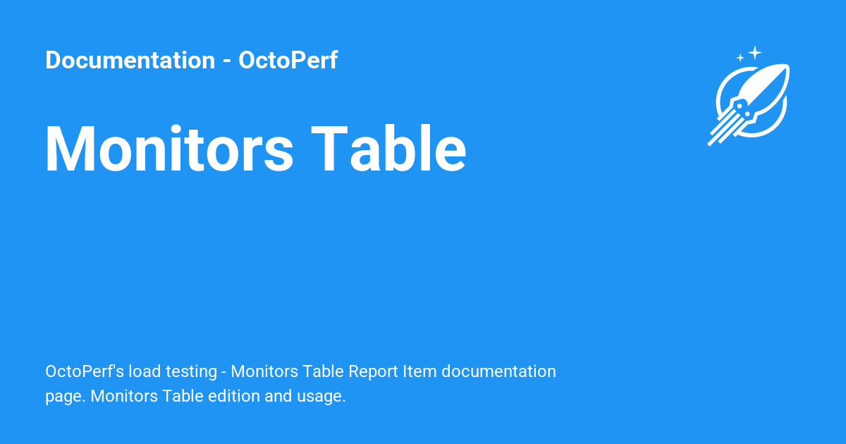 Monitors Table - Documentation - OctoPerf