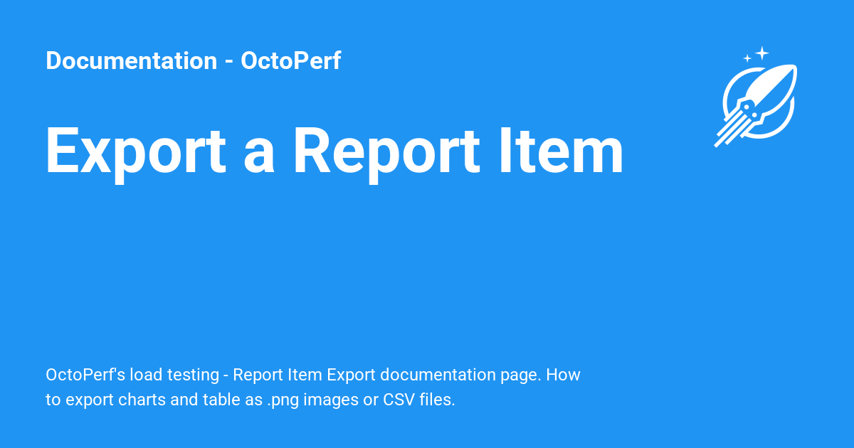 Export a Report Item - Documentation - OctoPerf