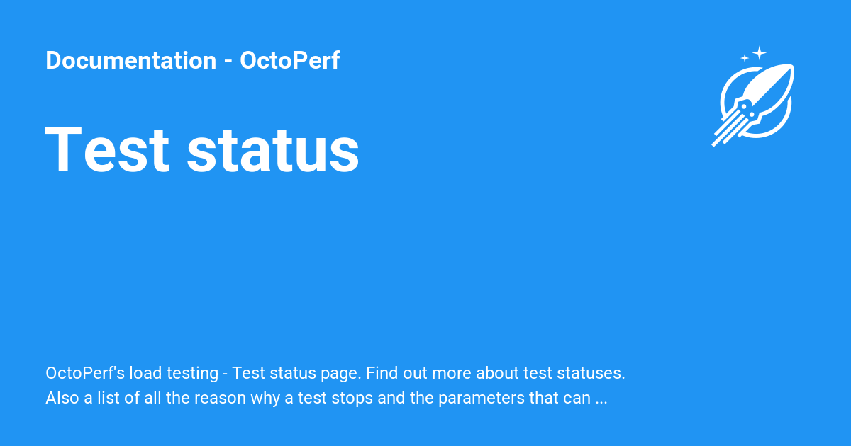 Test status - Documentation - OctoPerf