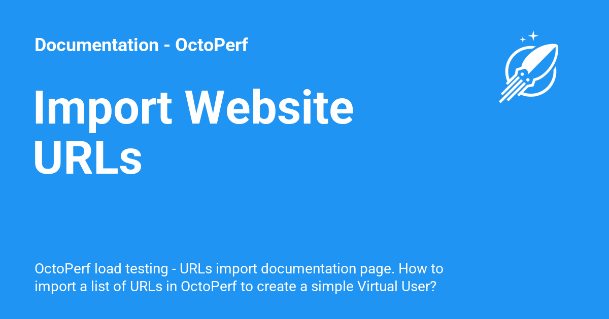 Import Website URLs - Documentation - OctoPerf