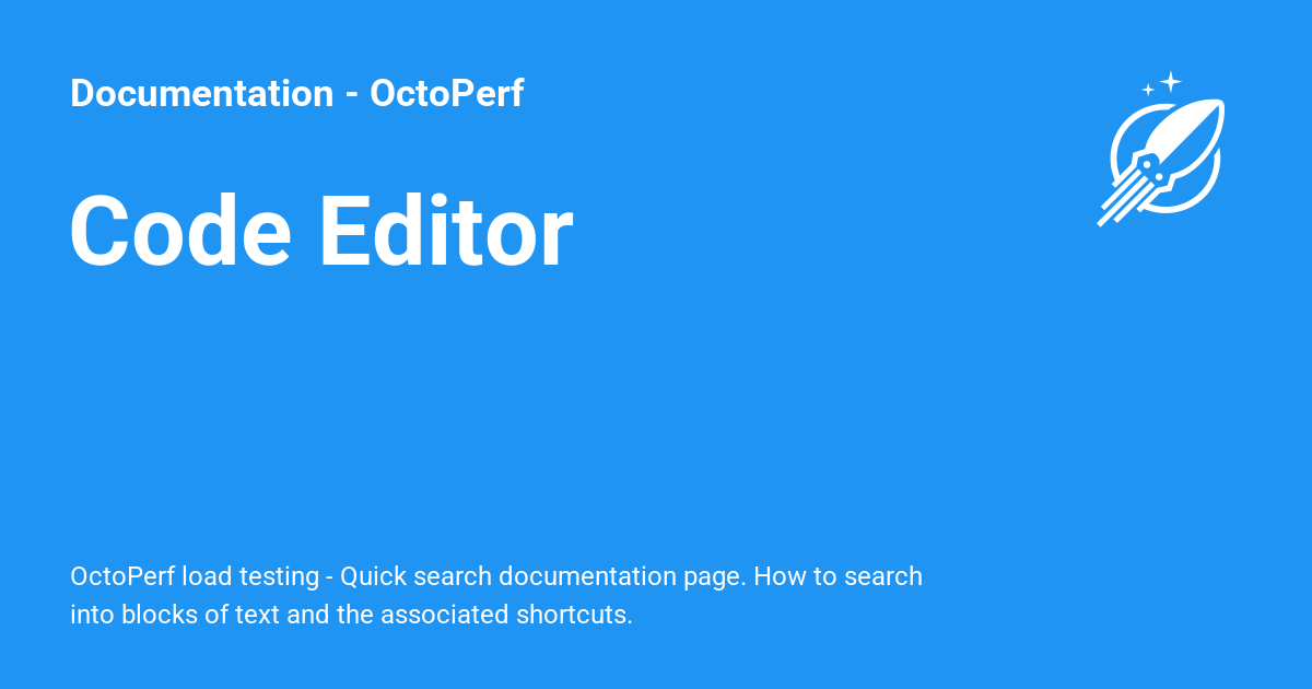 Code Editor - Documentation - OctoPerf