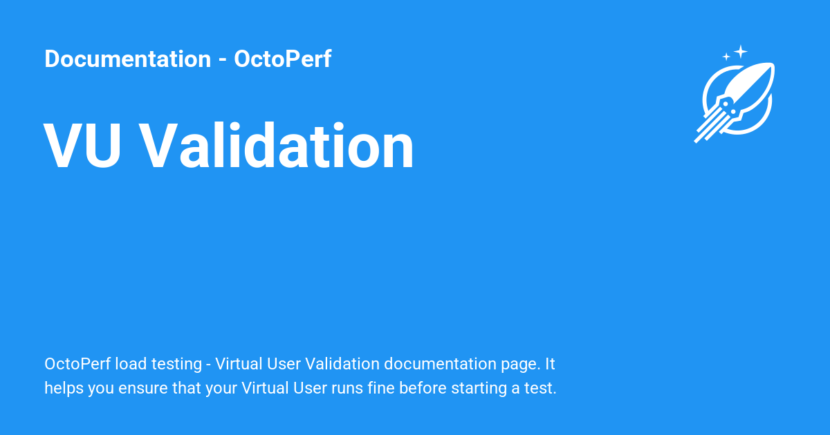 VU Validation - Documentation - OctoPerf