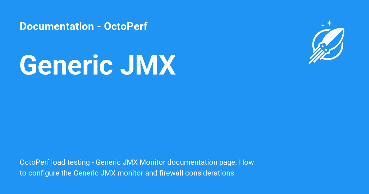 Generic JMX - Documentation - OctoPerf