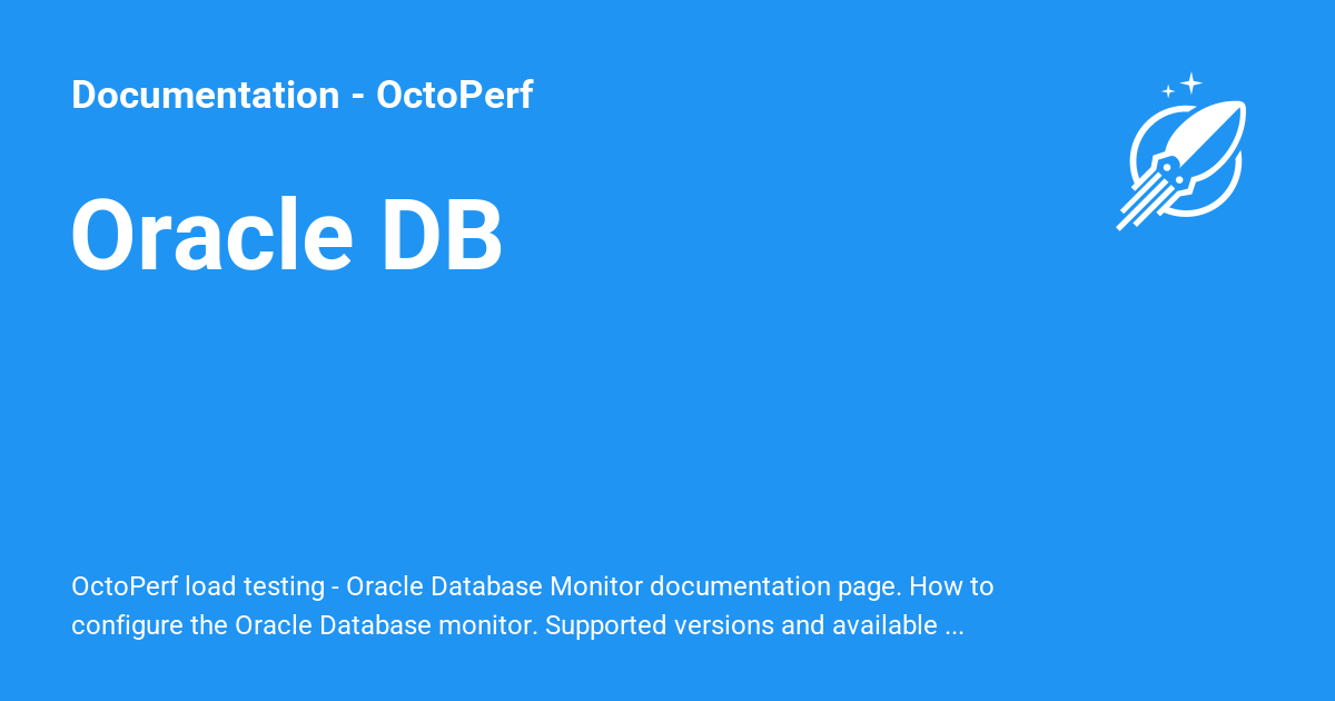 Oracle DB - Documentation - OctoPerf