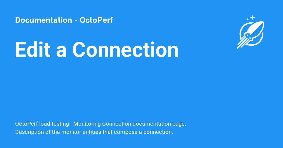 Edit a Connection - Documentation - OctoPerf