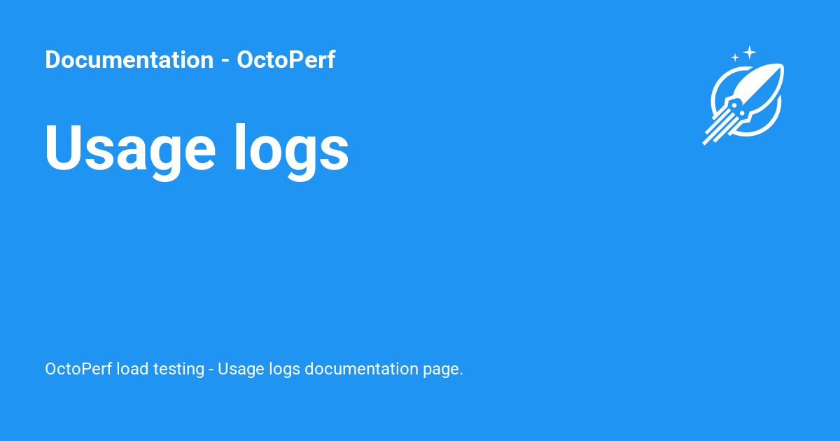 Usage logs - Documentation - OctoPerf